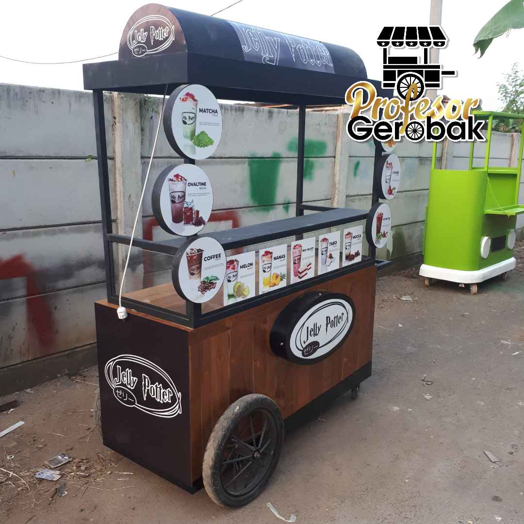 Gambar gerobak kayu Minimalis untuk usaha kuliner - Profesor Gerobak